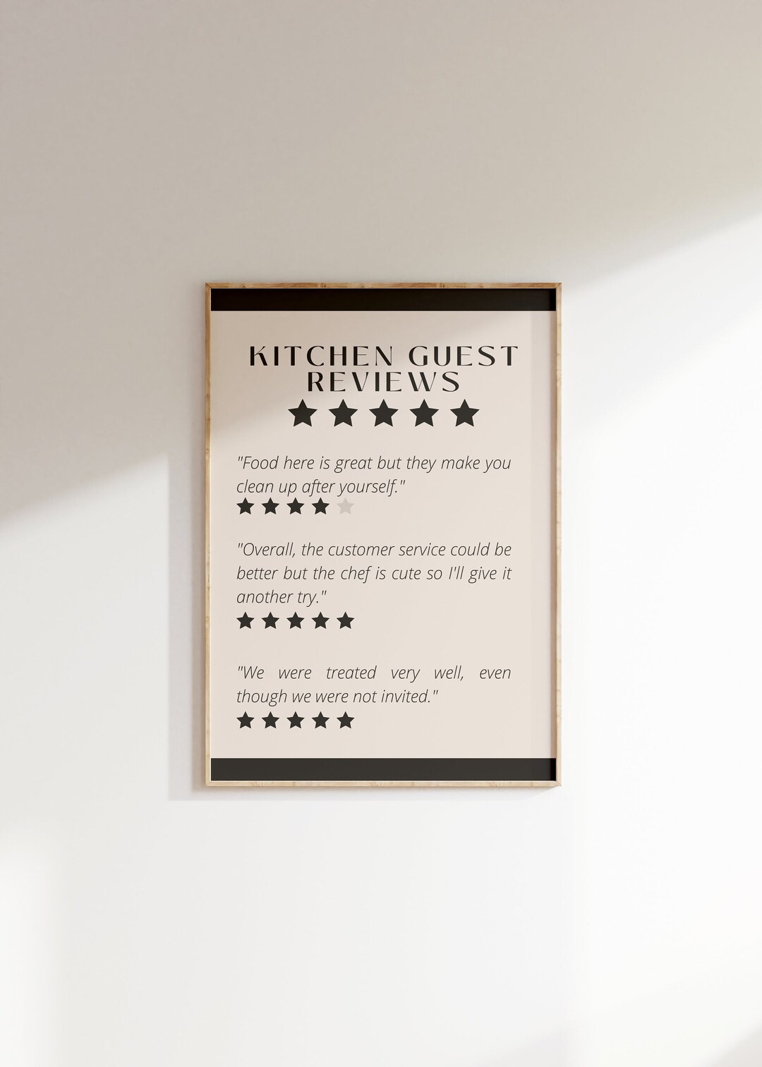 Funny Kitchen Guest Reviews Print • 5 Star Rating Kitchen Prints • Boho ...