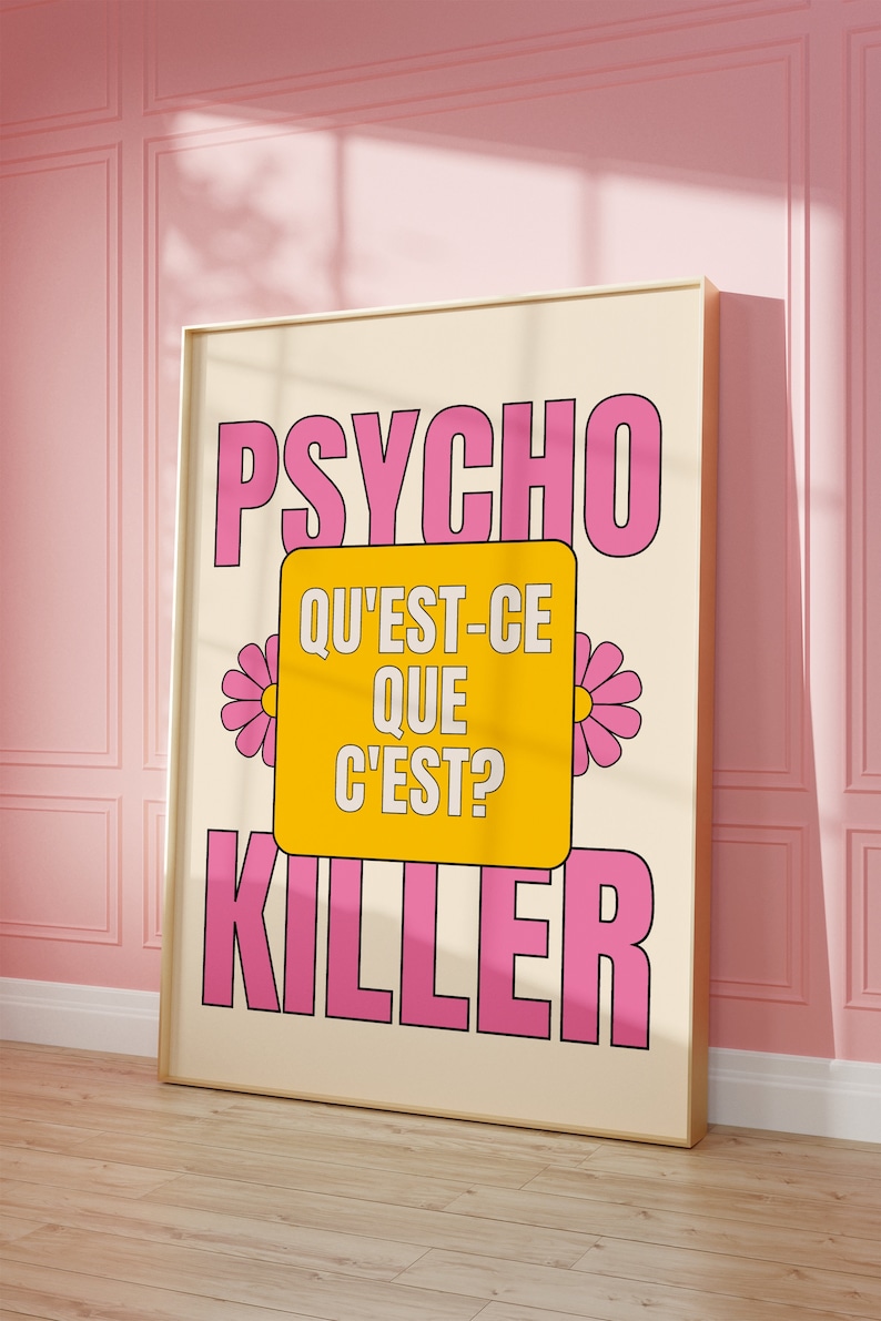 Psycho Killer Poster Retro Talking Heads 1977 Lyrics Print David Byrne Music Trendy Wall Decor ...