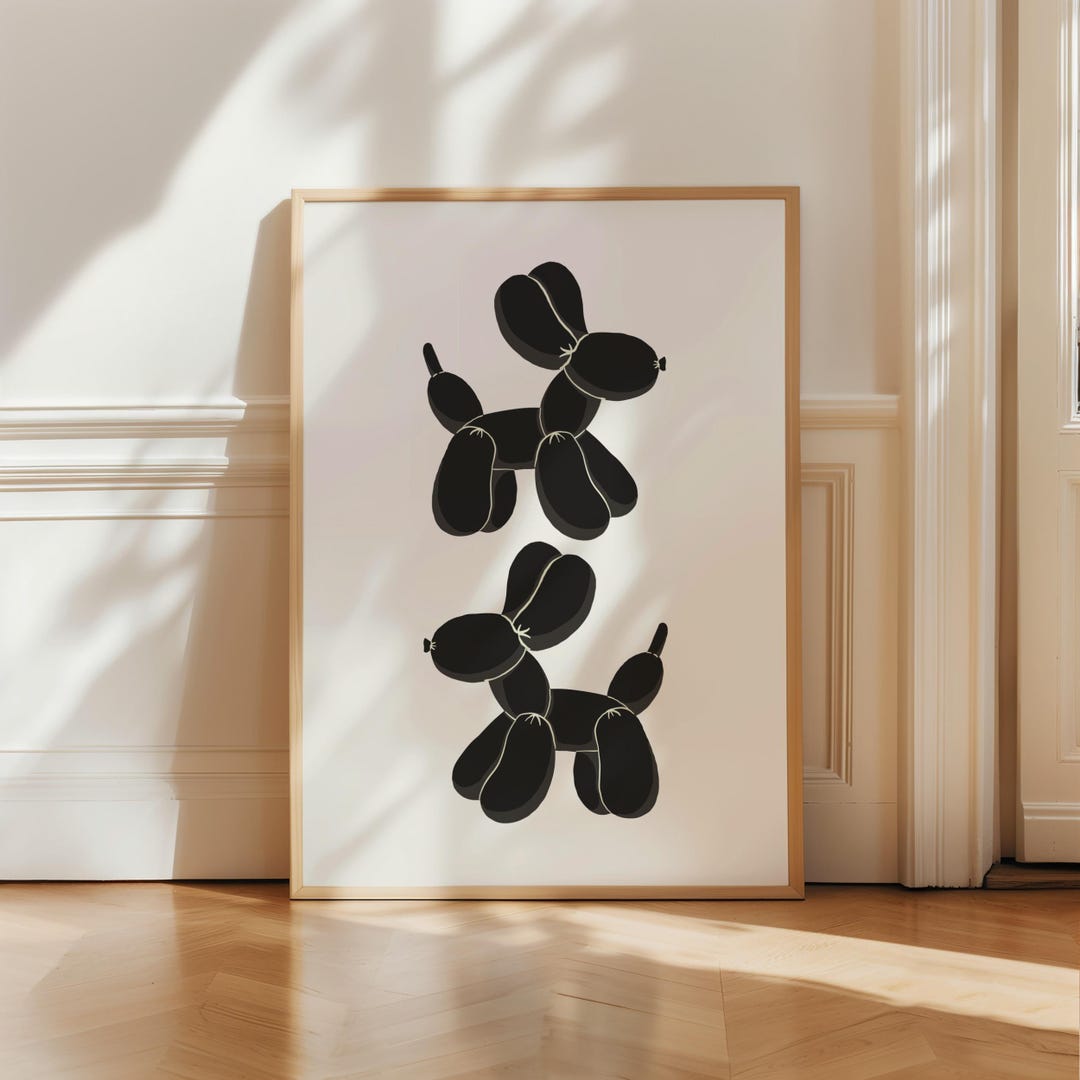 Trendy Balloon Dog Print • Cute Animal Prints • Minimalistic Black ...
