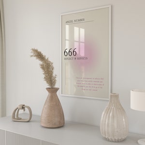 Angel Number 666 Minimalistic Print Spiritual Poster New Age Decor ...