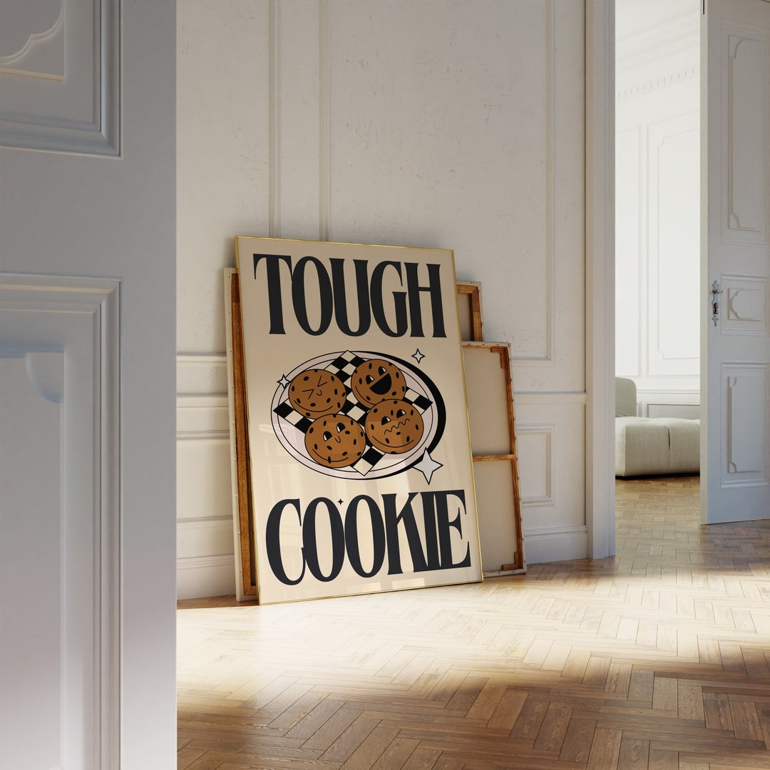 Tough Cookie Digital Art • Retro Kitchen Decor • Biscuit Lover Unique ...