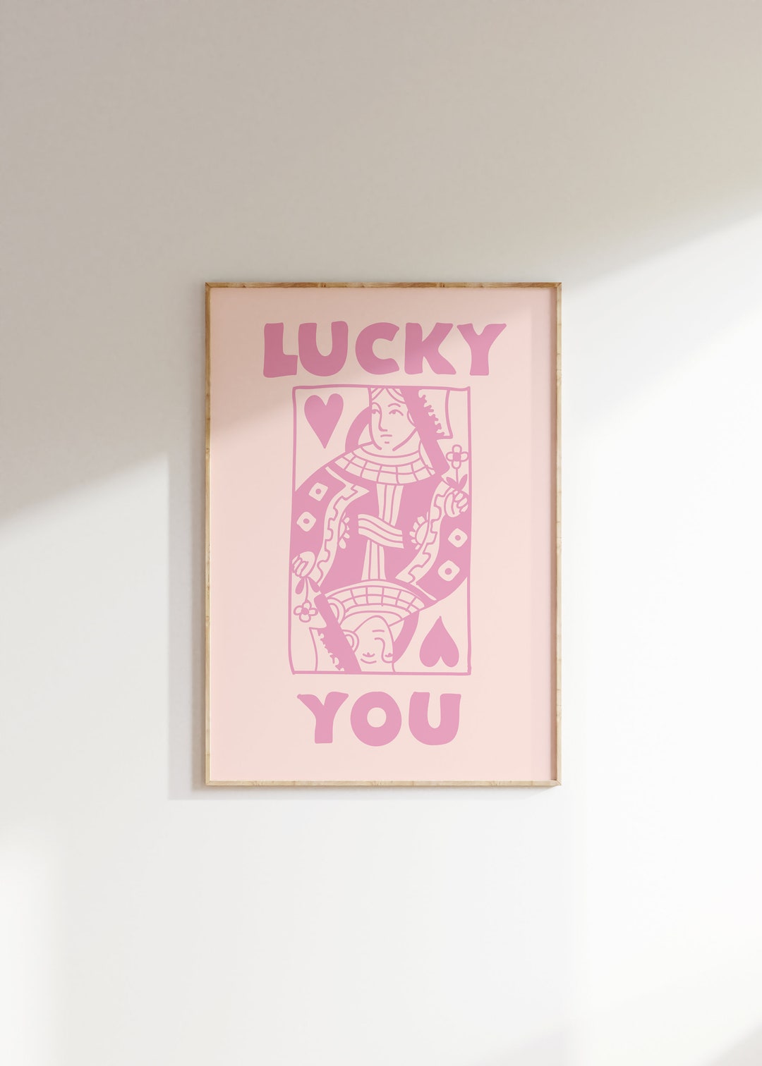 Blush Pink Lucky You Print • Pink Trendy Lucky You Poster • Playing ...
