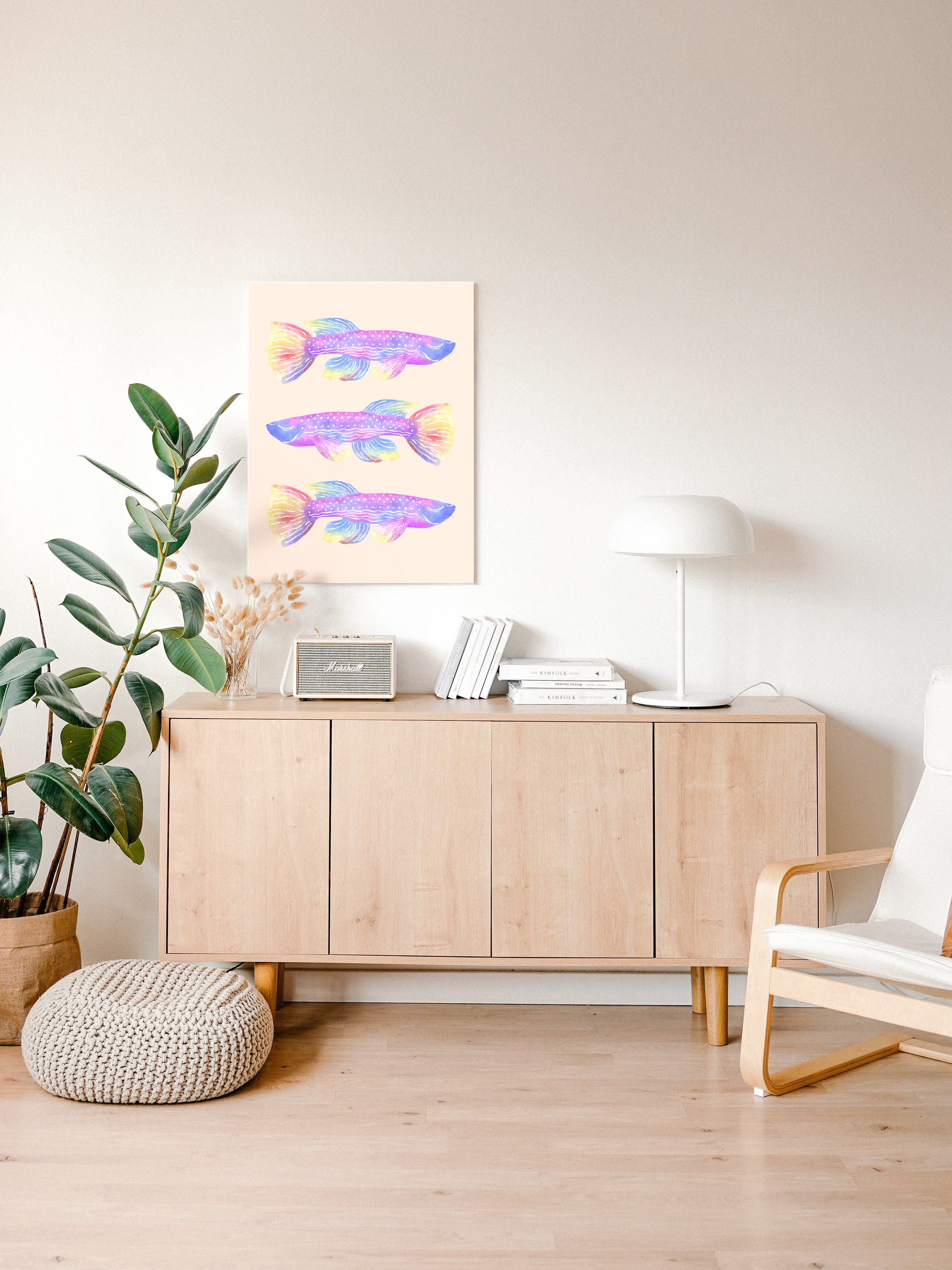 Animal Prints Cute Pastel Fish Poster Watercolor Girly - Etsy