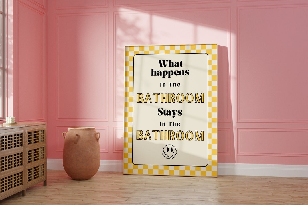 Retro Funny Bathroom Wall Decor • Funky Bathroom Decor • Retro ...