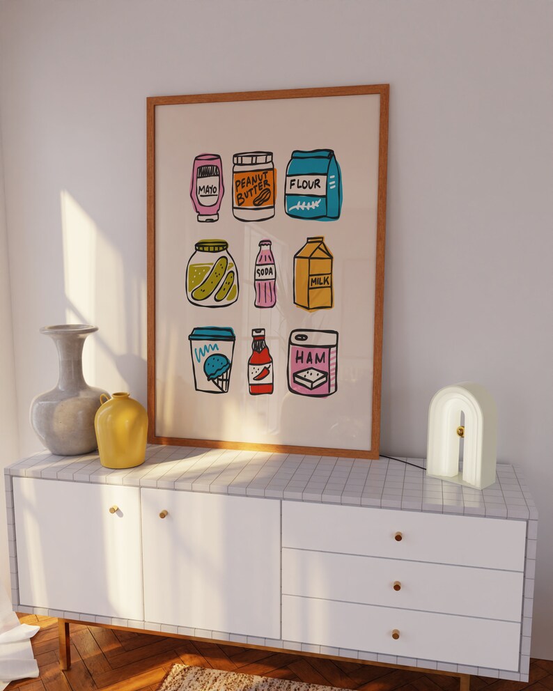 Funky Grocery Items Poster Colorful Food Art Prints Cute - Etsy
