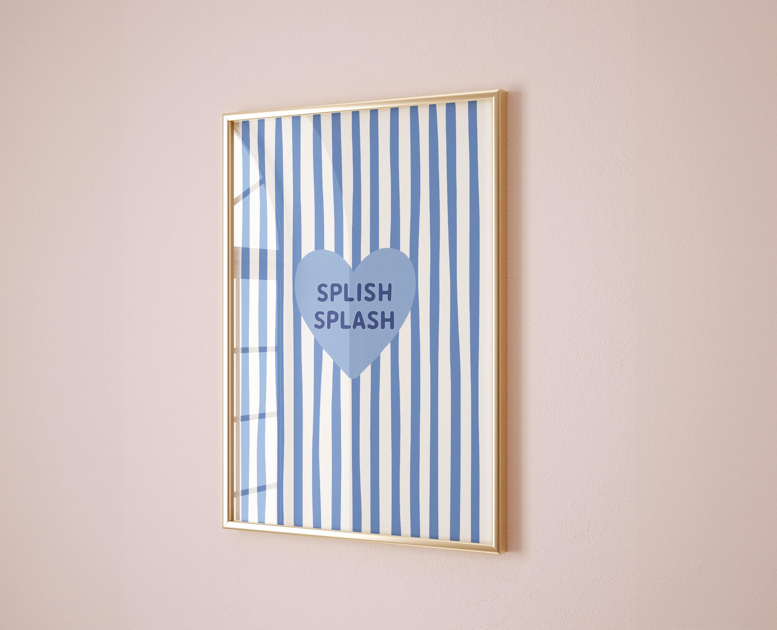 Splish Splash Toddler Bathroom Print • Striped Little Boys Shower Room ...