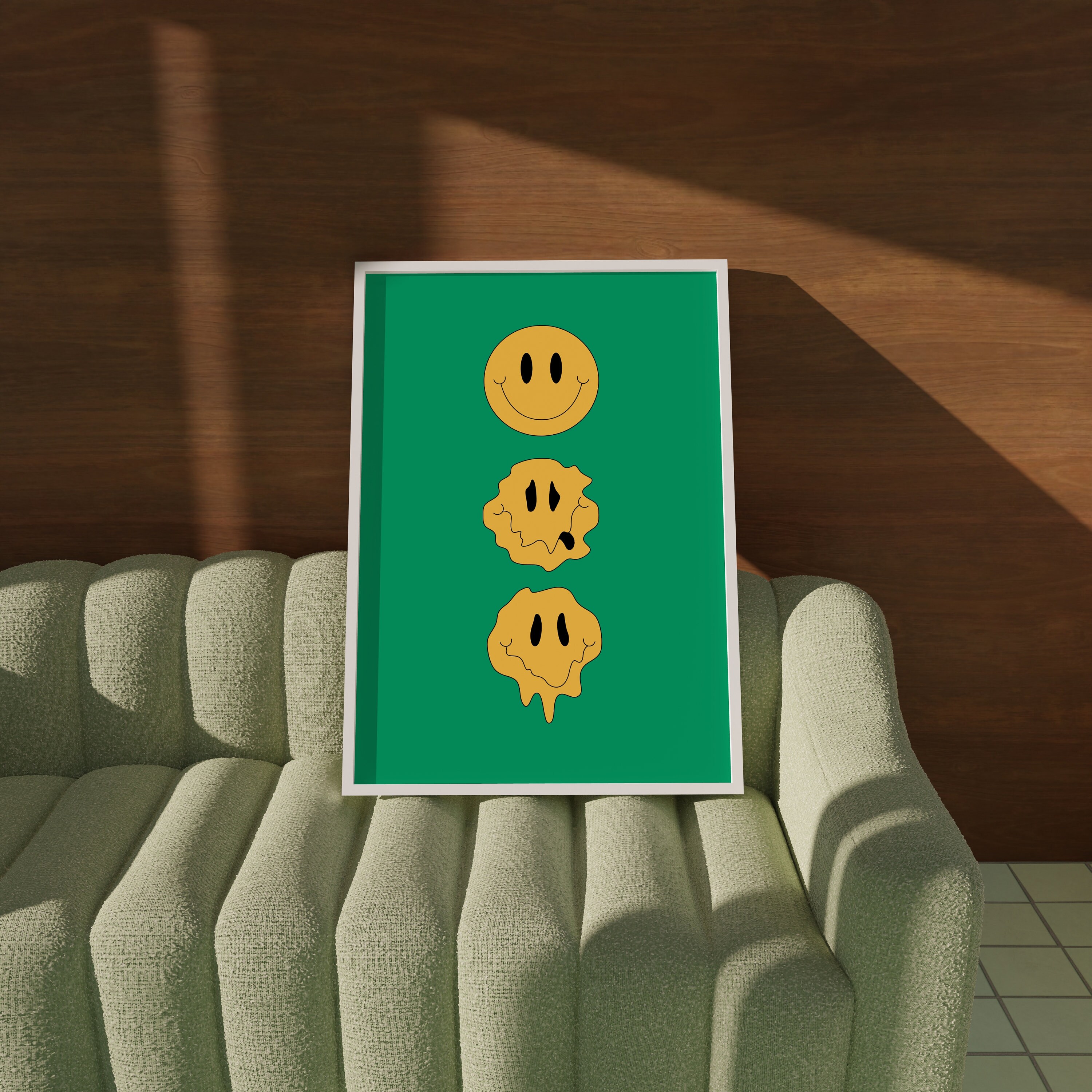 Trippy Smiley Face Print Yellow Melting Smileys Art Print - Etsy