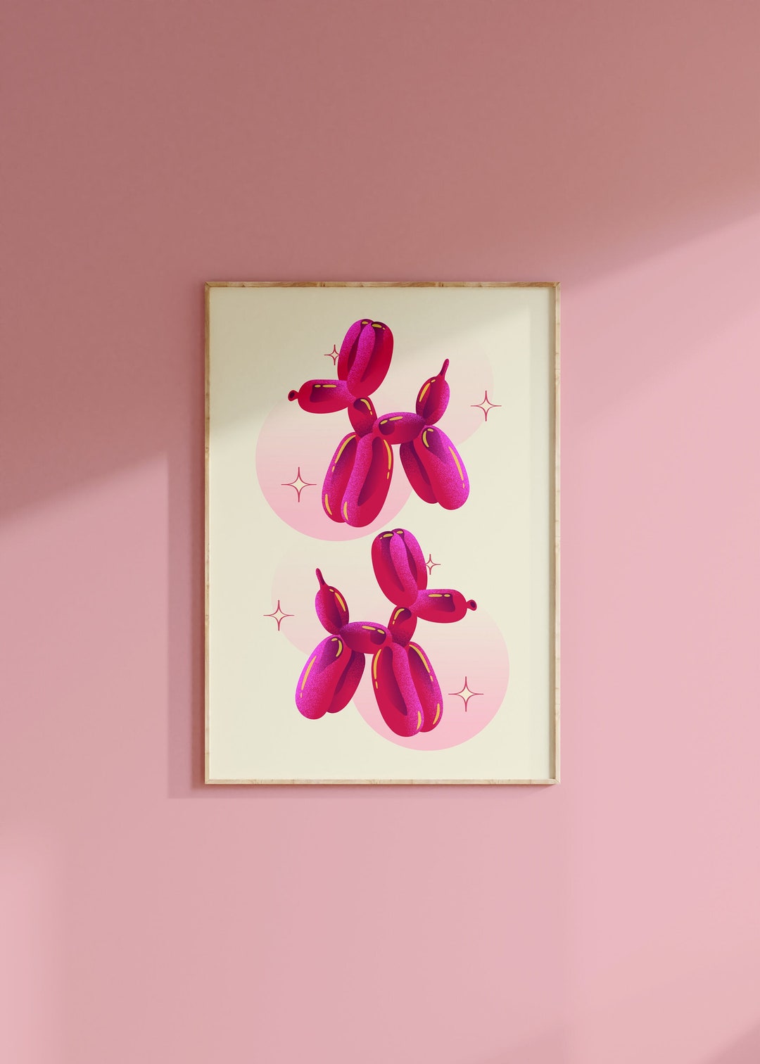 3D Style Balloon Dog Print • Funny Cute Dog Lover Gift • Hot Pink Print ...