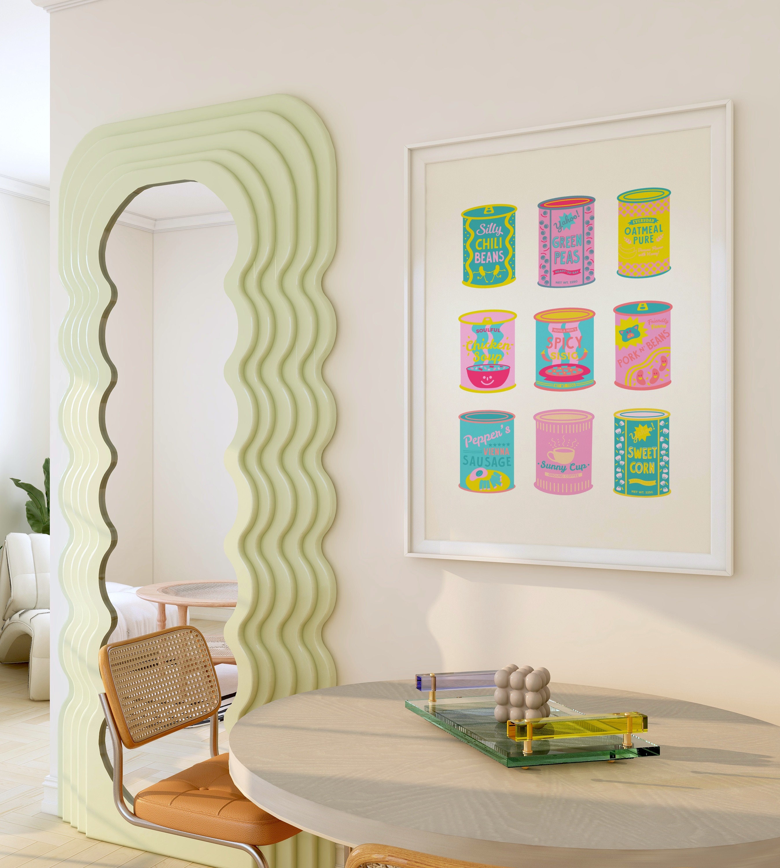 Funky Canned Goods Poster • Colorful Food Art Prints • Eclectic Kitchen ...