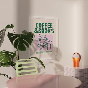 Coffee and Books Trendy Print • Reading Poster • Funny Cute Gift Idea ...