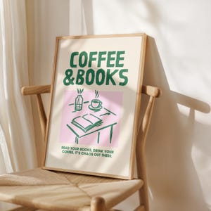 Coffee and Books Trendy Print • Reading Poster • Funny Cute Gift Idea ...