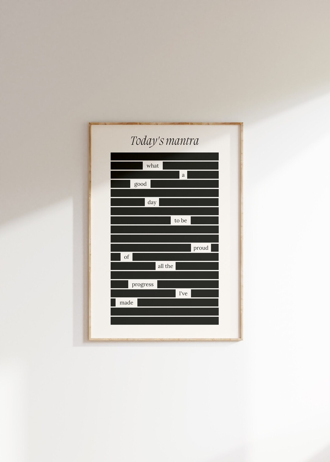 Today's Mantra Modern Art Print • Proud of My Progress Book Page Quote ...