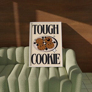 Tough Cookie Digital Art • Retro Kitchen Decor • Biscuit Lover Unique ...