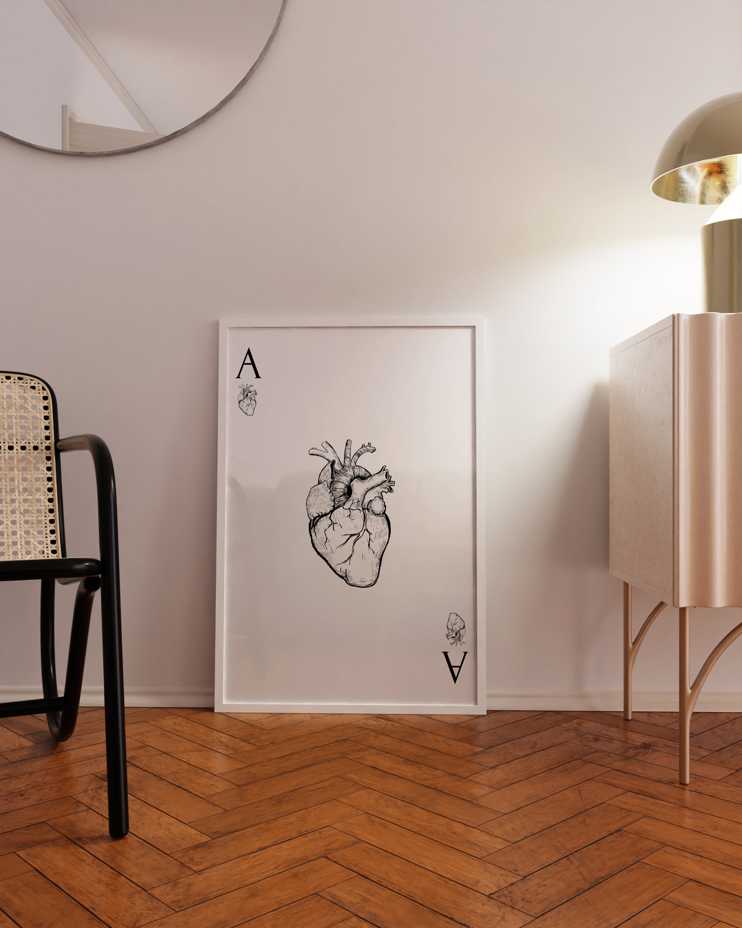 Ace of Hearts Poster Playing Cards Print Anatomical Heart - Etsy