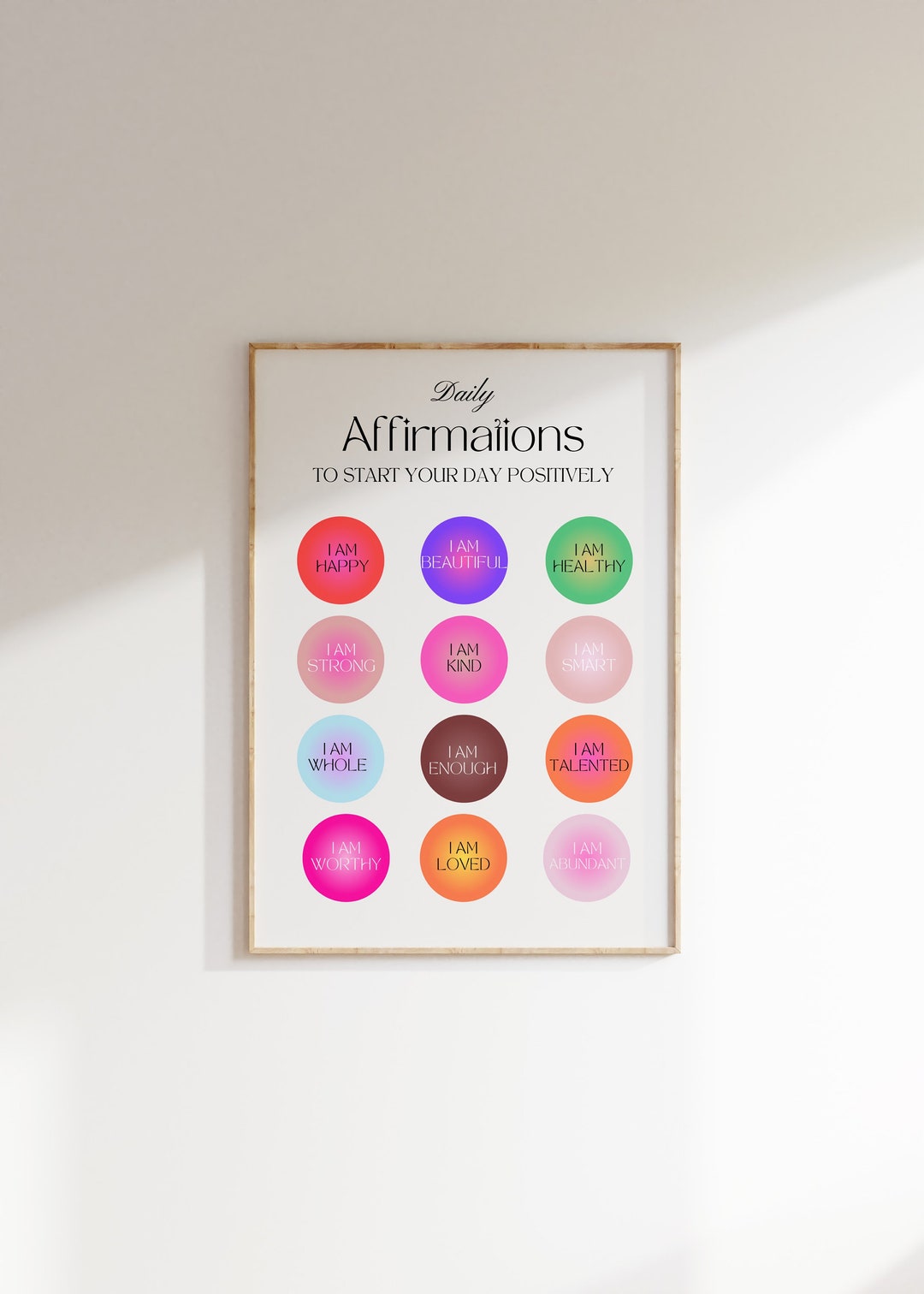 Colourful Daily Affirmations Print • Positive Affirmation Wall Art ...