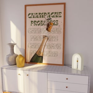 Champagne Problems Print • Taylor Bar Cart Art • Retro Champagne Pop ...