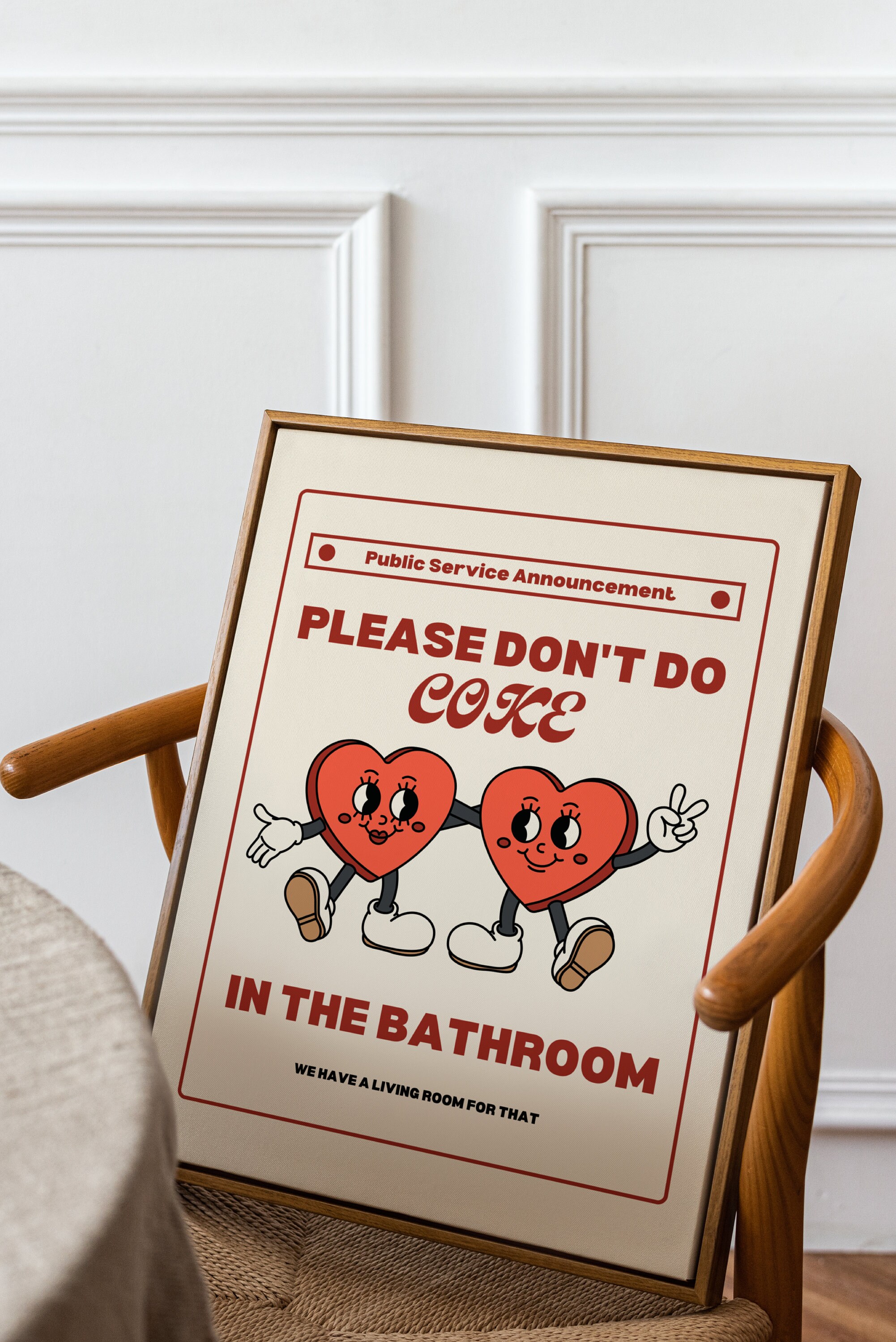 Retro Please Don't Do Coke in the Bathroom Print Beige - Etsy