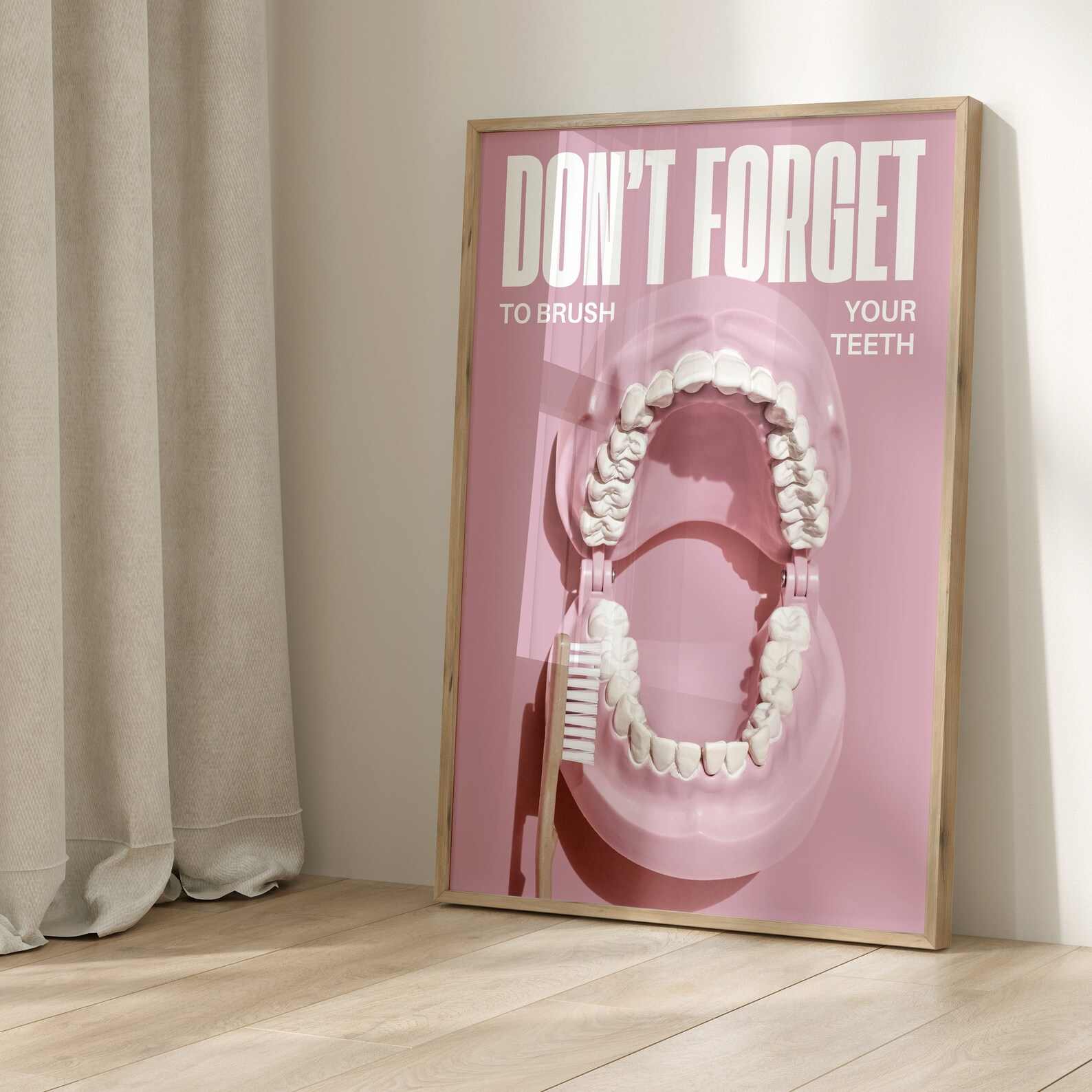 Brush Your Teeth Print • Pink Indie Room Decor • Funny Bathroom Prints ...