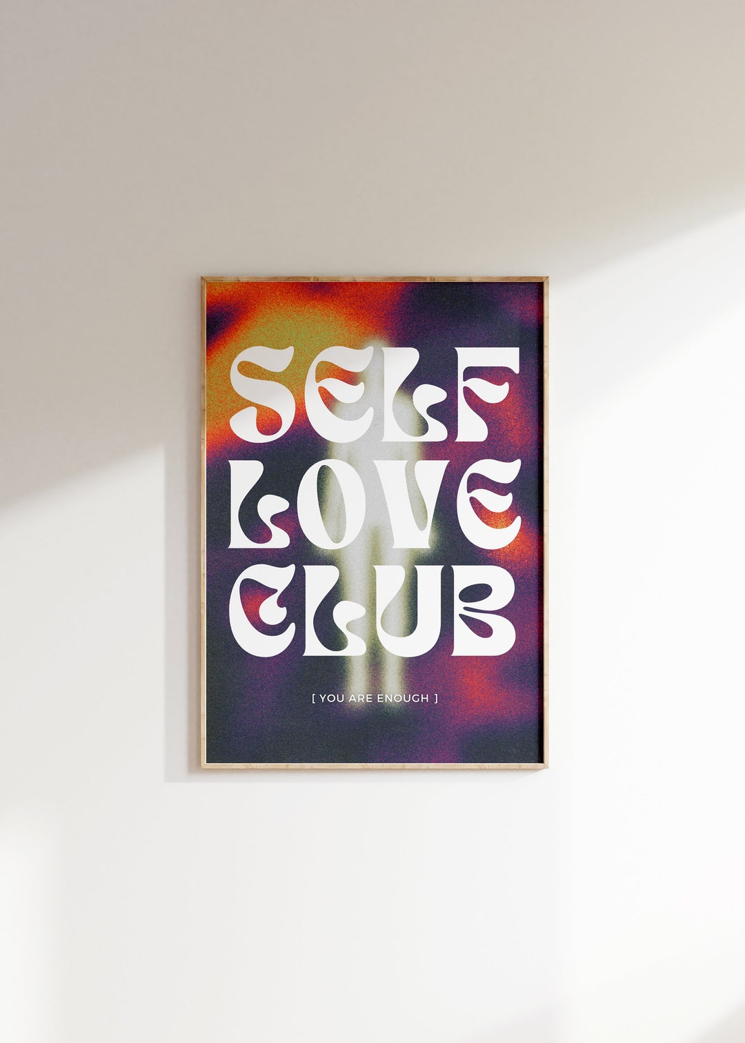 Retro Self Love Club Print on Grainy Aura Background • Vintage ...