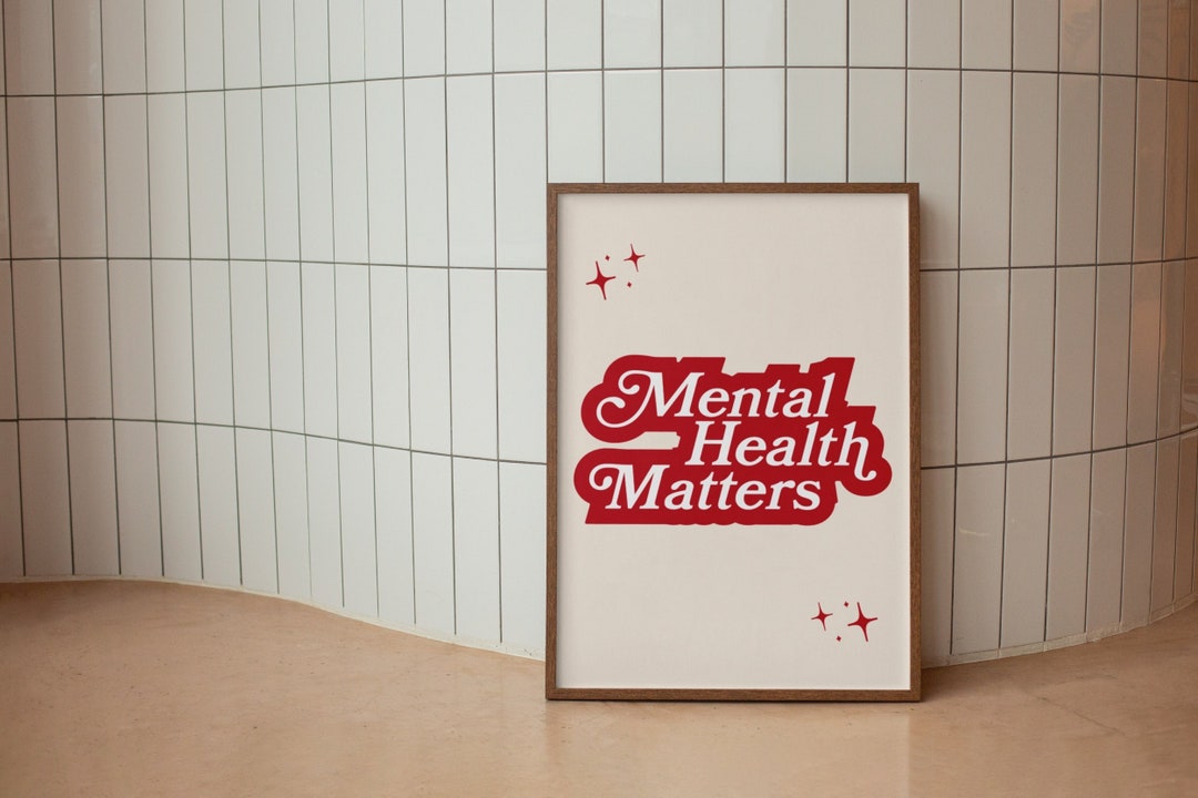 Mental Health Matters Wall Art • Retro Typography Print • Therapist ...