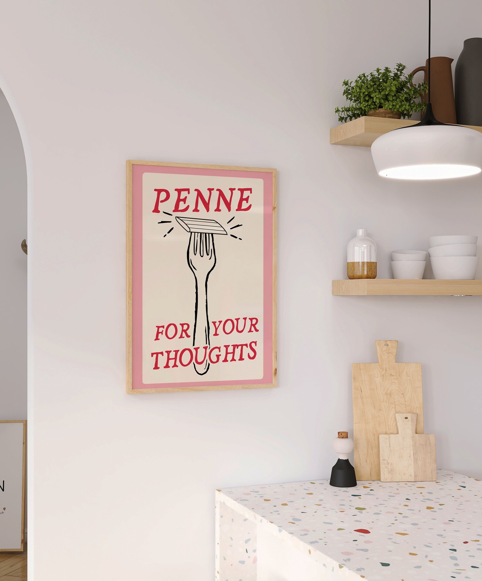 Penne for Your Thoughts Funny Print • Pasta Lover Kitchen Wall Art ...