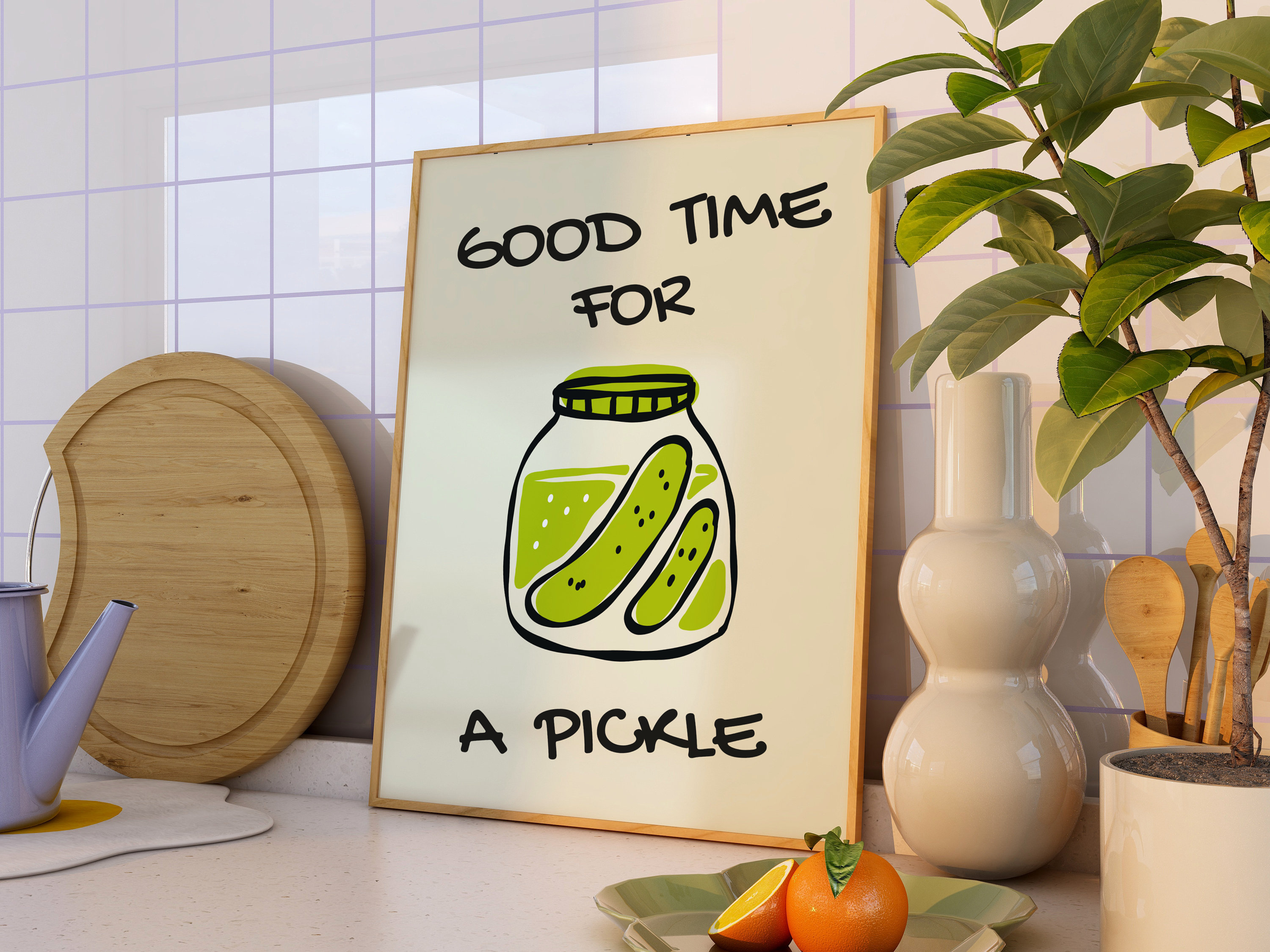 Funny Pickle Poster Funky Food Art Prints Cute Kitchen Wall Decor ...