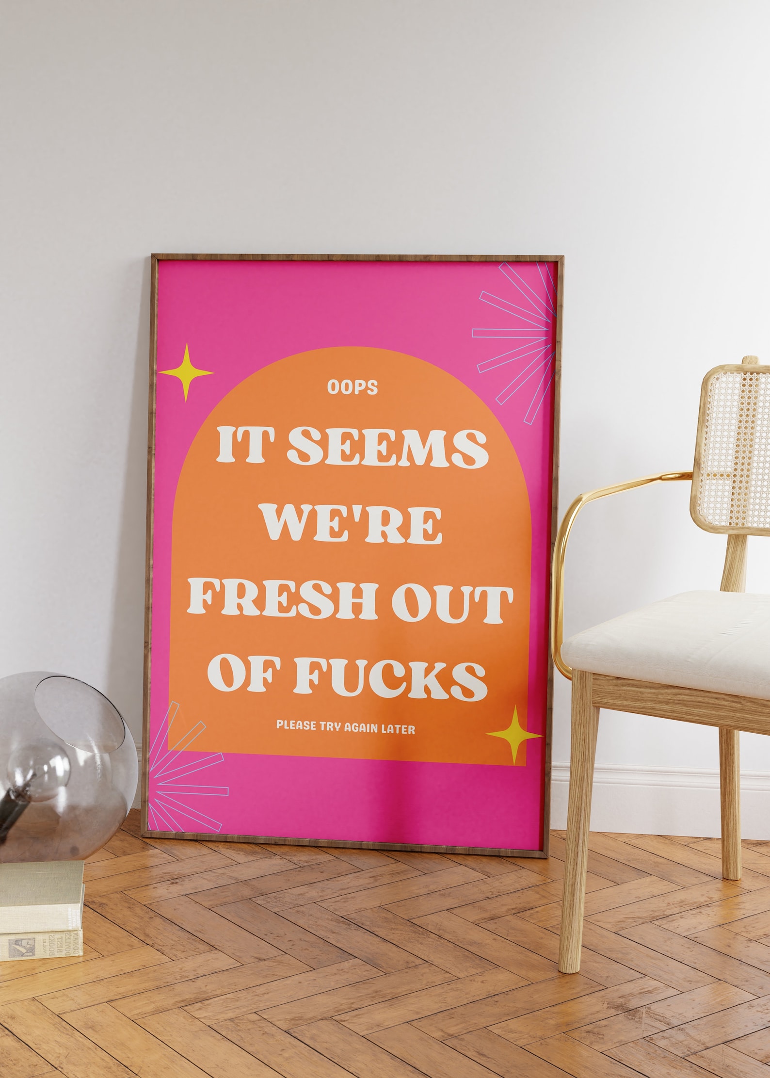 Funny Quirky Print • Hot Pink Fresh Out of Fucks Text Quote • Colorful ...
