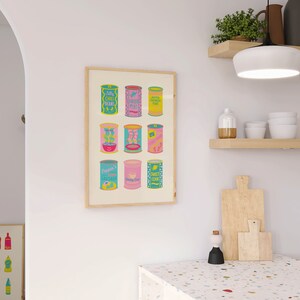 Funky Canned Goods Poster • Colorful Food Art Prints • Eclectic Kitchen ...