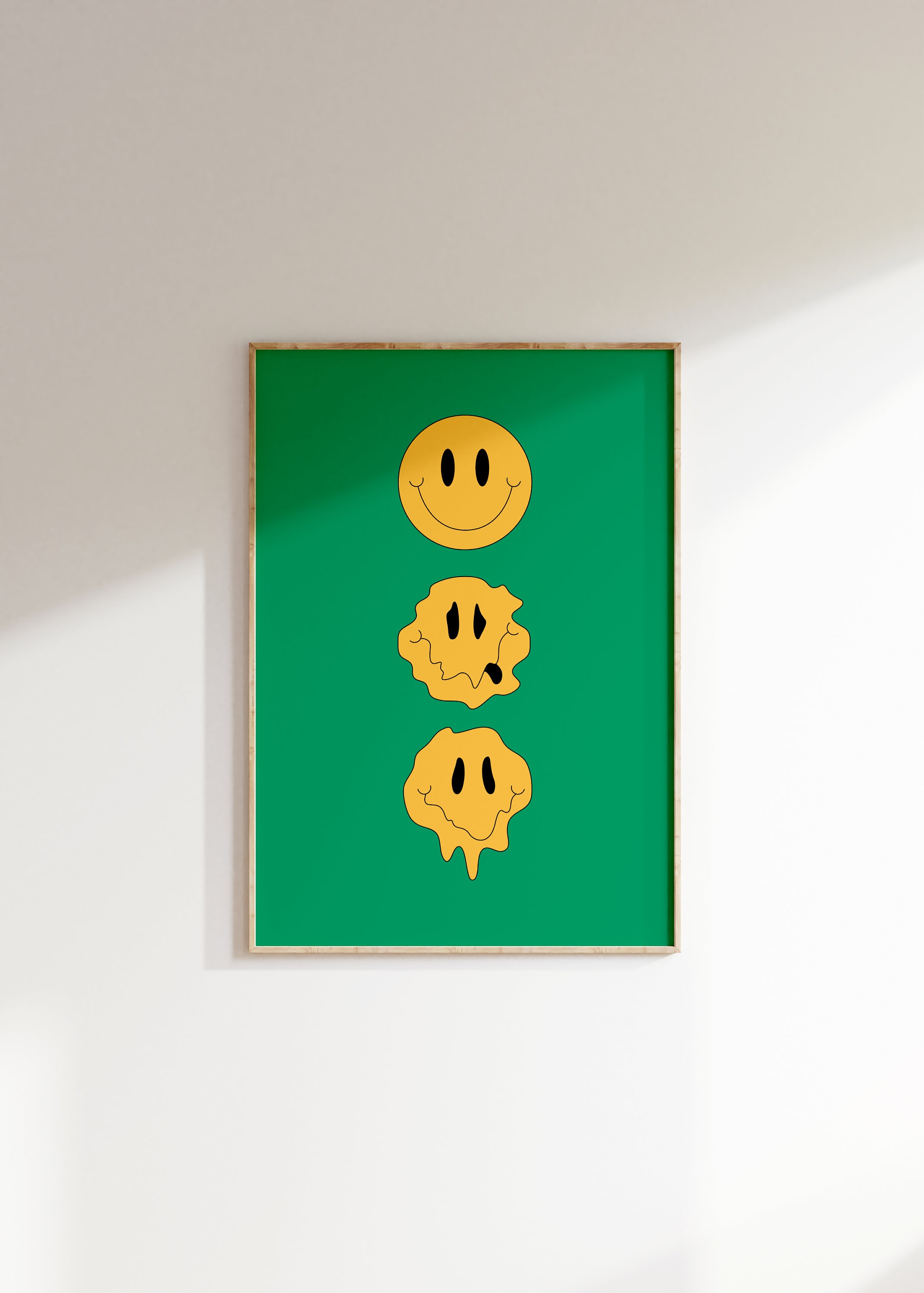 Trippy Smiley Face Print Yellow Melting Smileys Art Print - Etsy