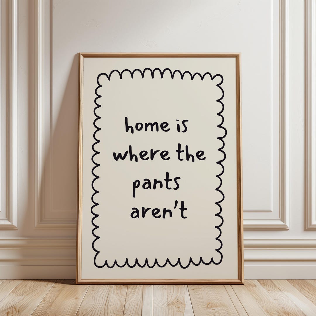 Funny Living Room Digital Art • Hand Drawn Black Beige Funny Poster ...