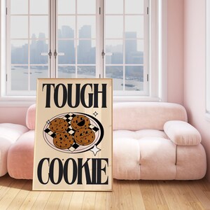 Tough Cookie Digital Art • Retro Kitchen Decor • Biscuit Lover Unique ...