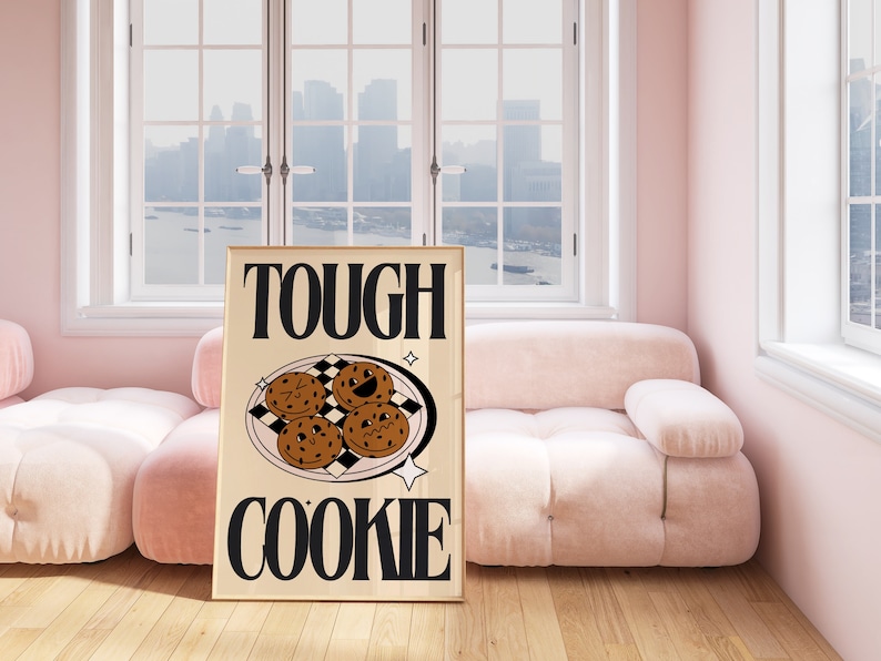 Tough Cookie Digital Art • Retro Kitchen Decor • Biscuit Lover Unique ...