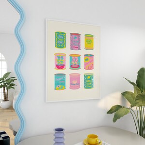 Funky Canned Goods Poster • Colorful Food Art Prints • Eclectic Kitchen ...