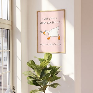Silly Goose Print • Funny Gen Z Living Room Decor • Girly Blush Pink ...