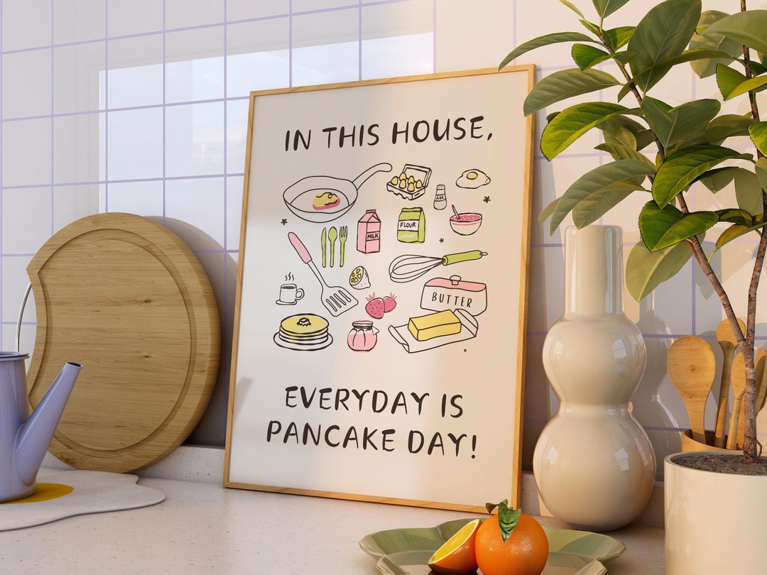 Pancake Kitchen Wall Art • Hand Drawn Food Prints • Retro Foodie ...