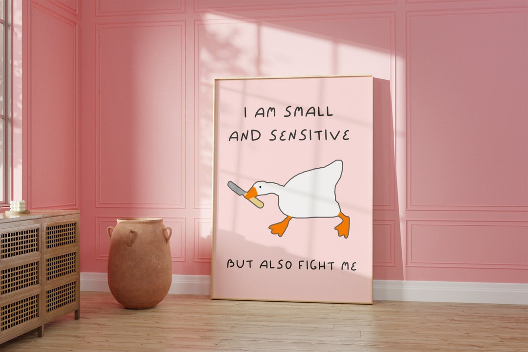 Silly Goose Print • Funny Gen Z Living Room Decor • Girly Blush Pink ...