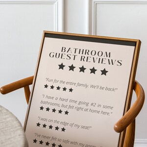 Bathroom Guest Reviews Funny Print • 5 Star Rating for Toilet Poster ...