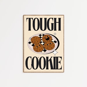 Tough Cookie Digital Art • Retro Kitchen Decor • Biscuit Lover Unique ...