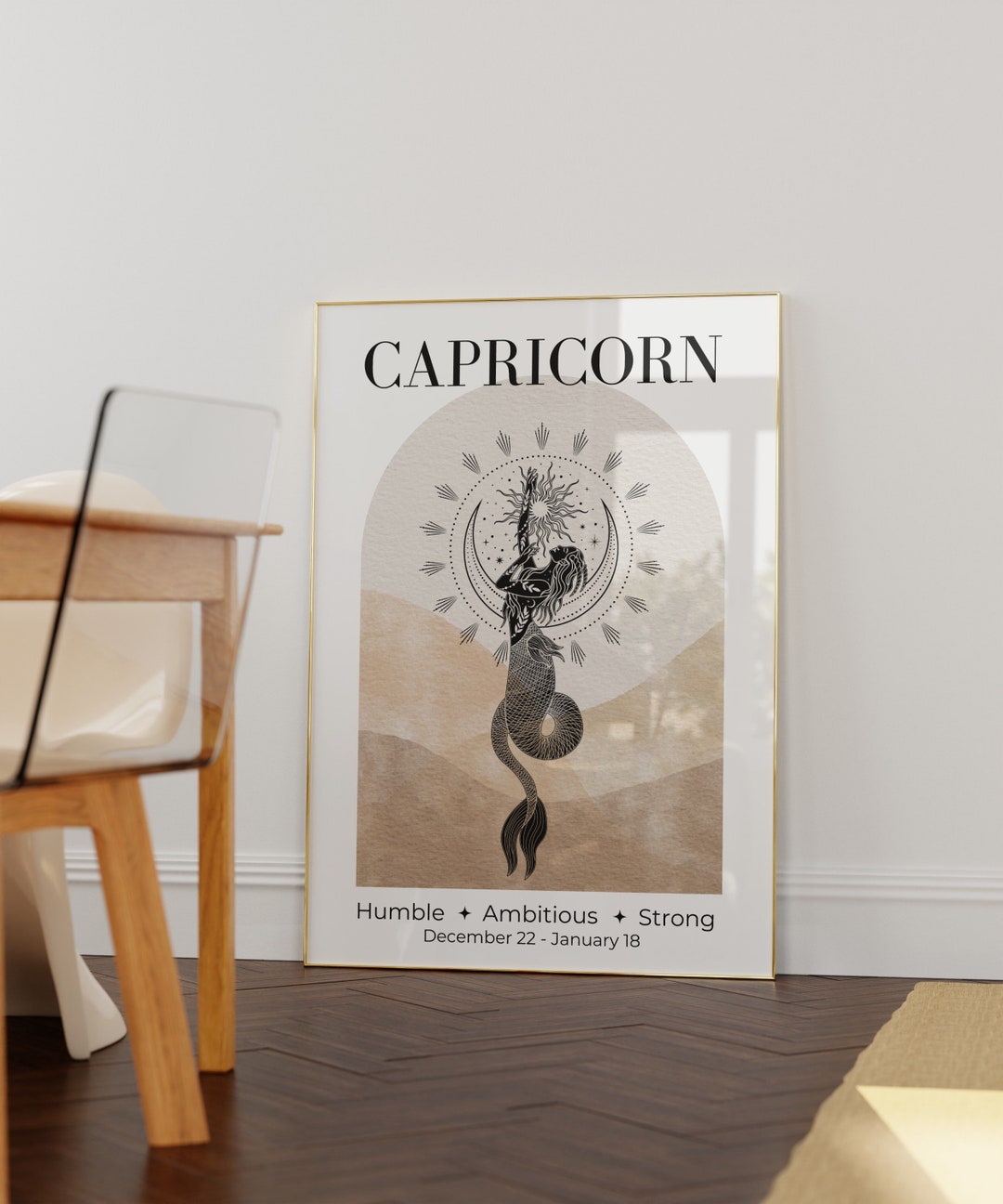 Capricorn Zodiac Goddess Wall Art • Zodiac Poster • Capricorn Print ...