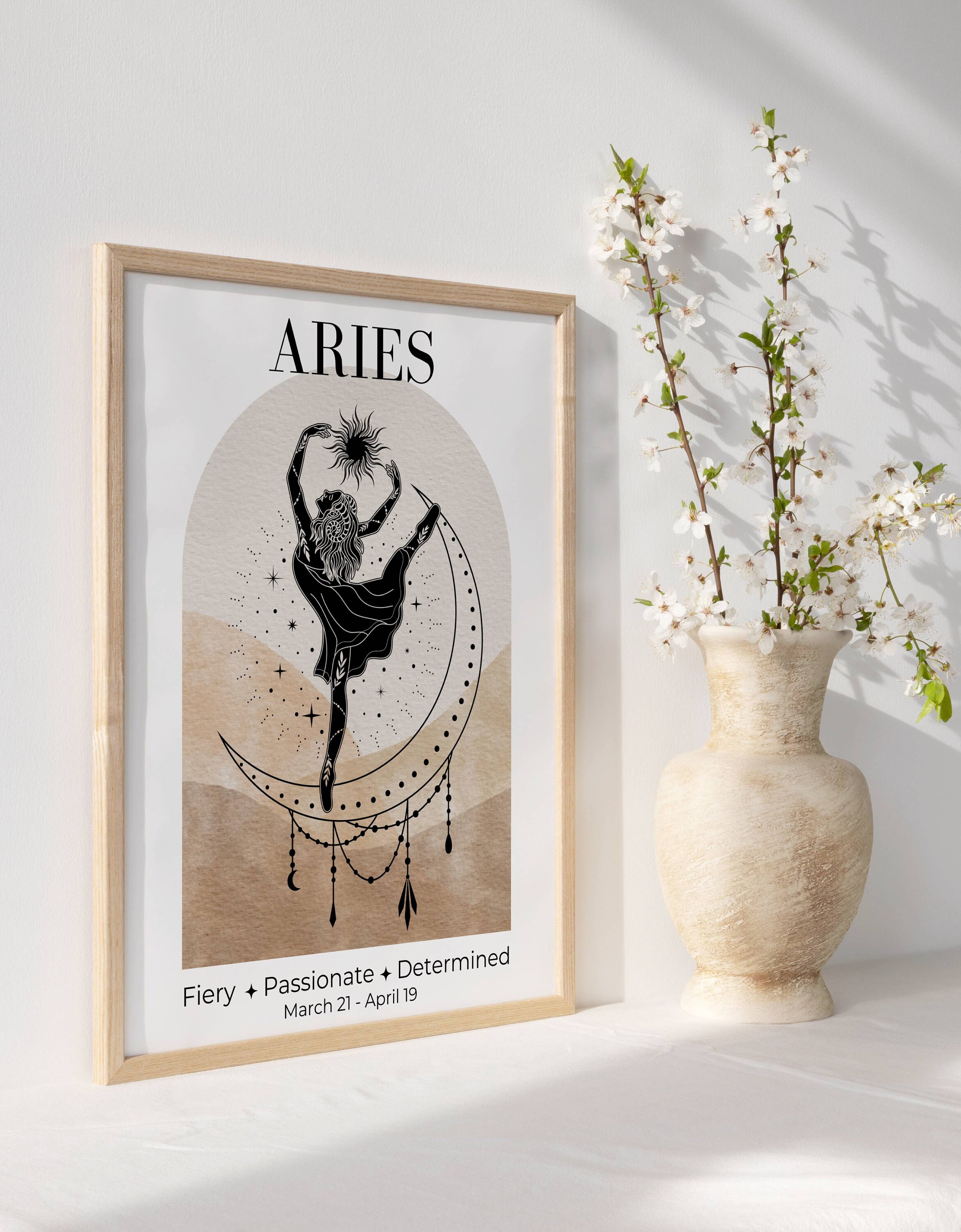 Aries Zodiac Goddess Wall Art • Zodiac Poster • Aries Print • Astrology ...