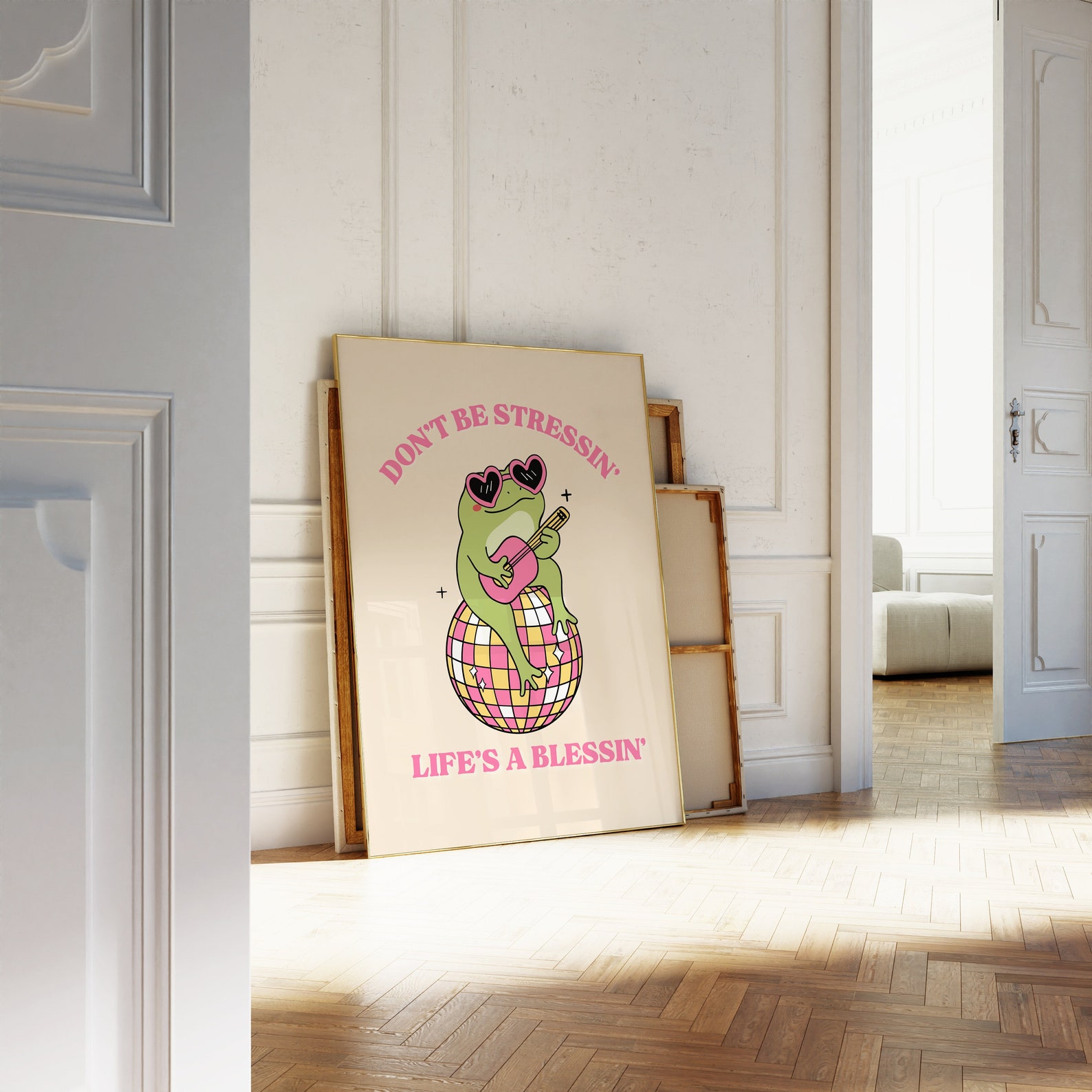 Frog Playing Music on Disco Ball • Trendy Frog Illustration • Frog ...