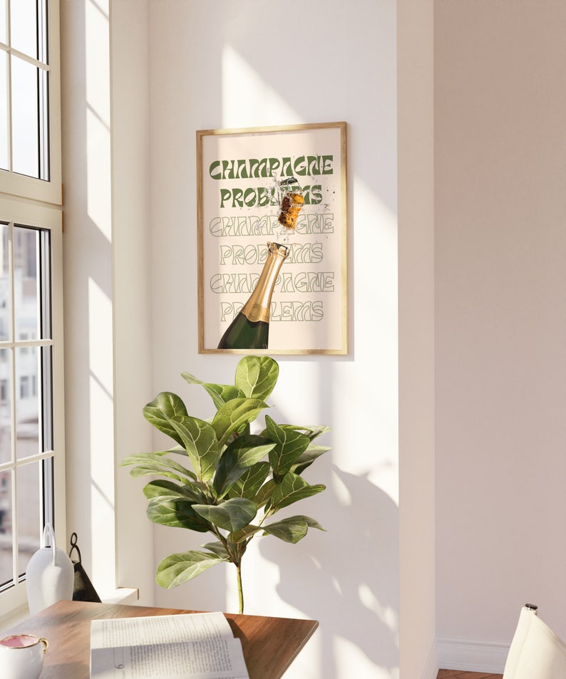Champagne Problems Print • Taylor Bar Cart Art • Retro Champagne Pop ...