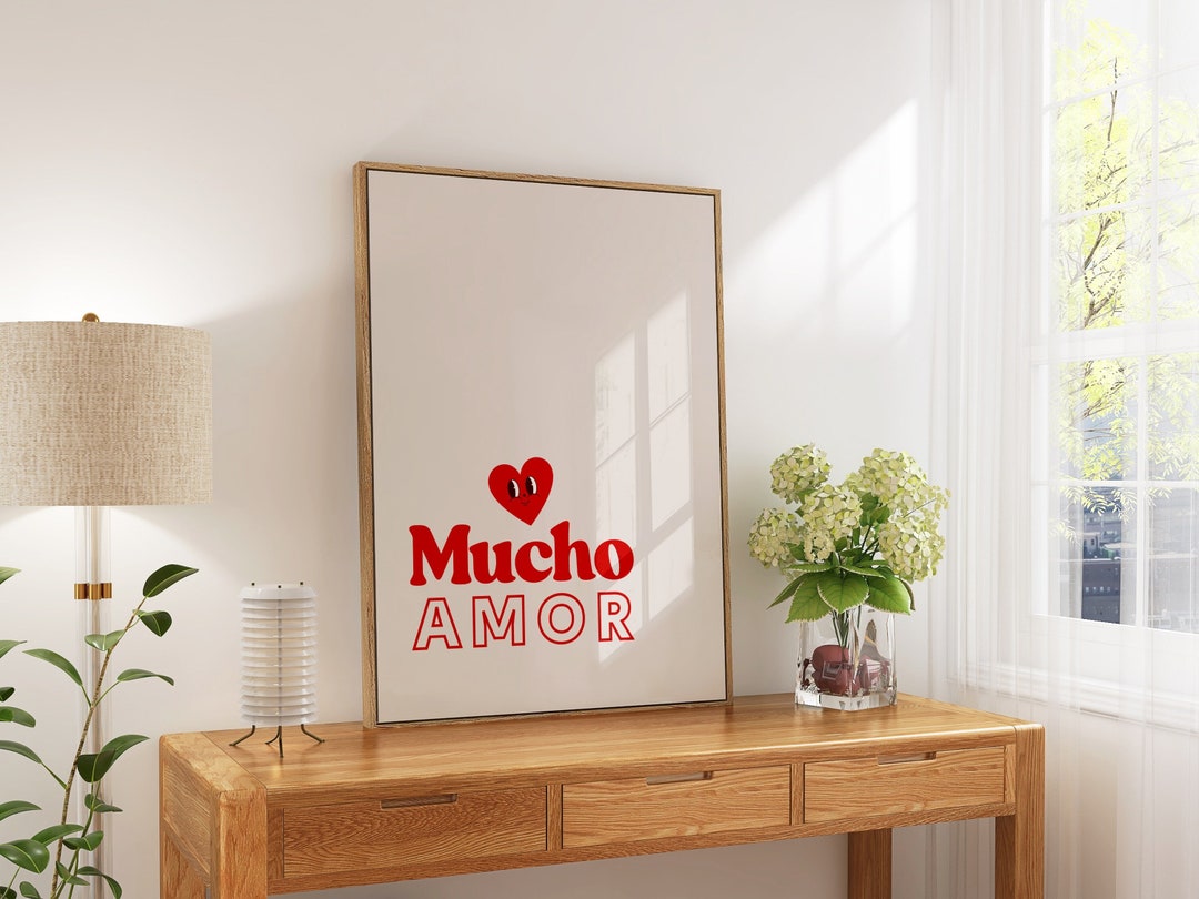 Mucho Amor Poster • Retro Cute Valentine Decor • Love Quote Art Heart ...