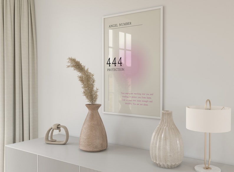 Angel Number 444 Minimalistic Print • Spiritual Poster for Protection ...