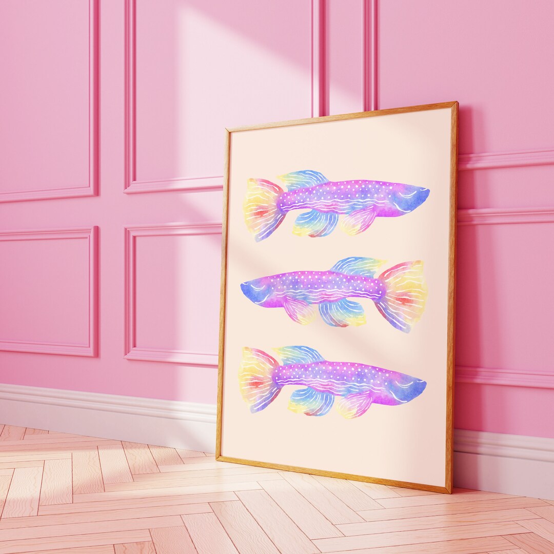 Animal Prints • Cute Pastel Fish Poster • Watercolor Girly Print Trendy ...