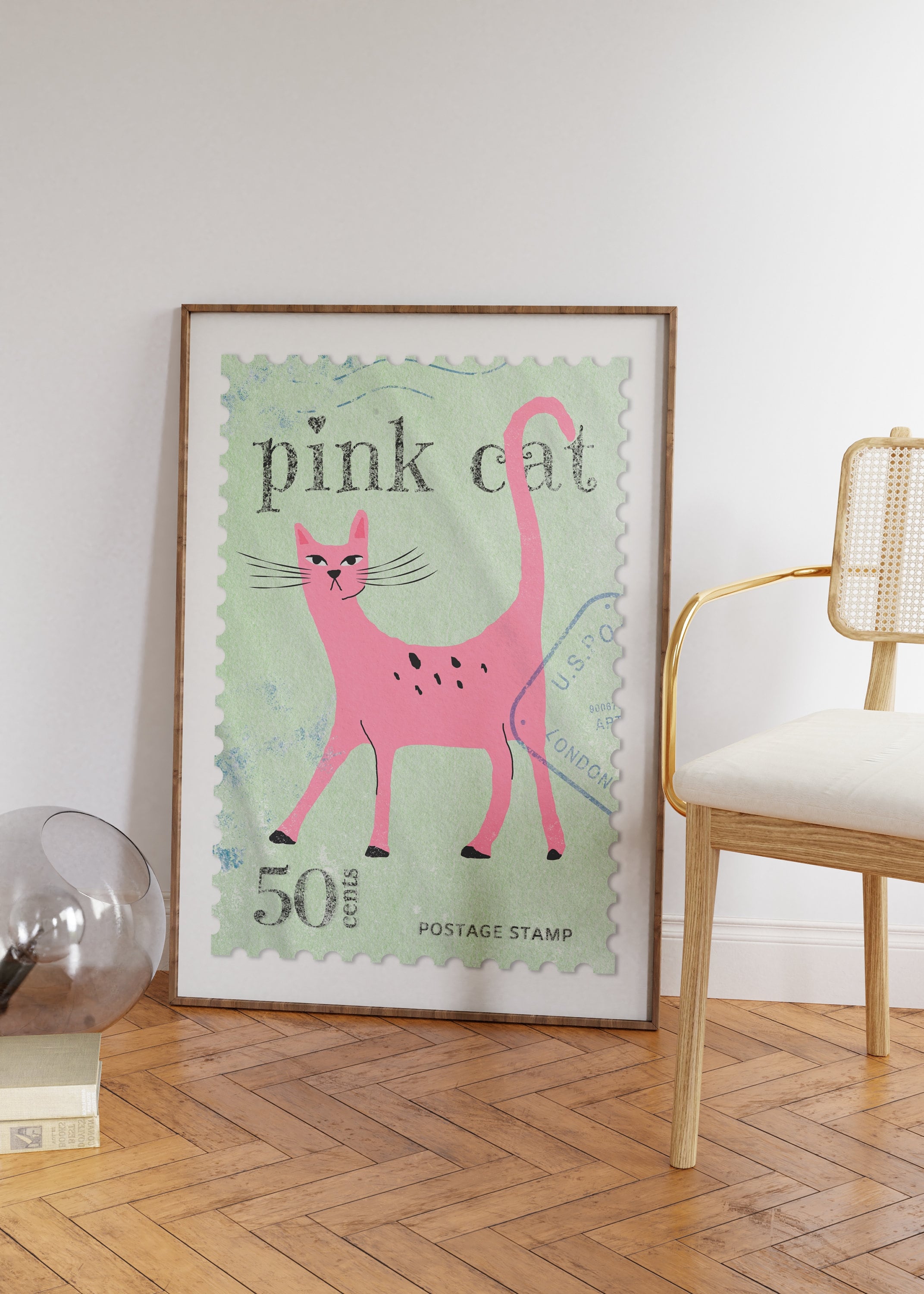 Funky Pink Cat Print Girly Eclectic Home Decor Cute Postal - Etsy