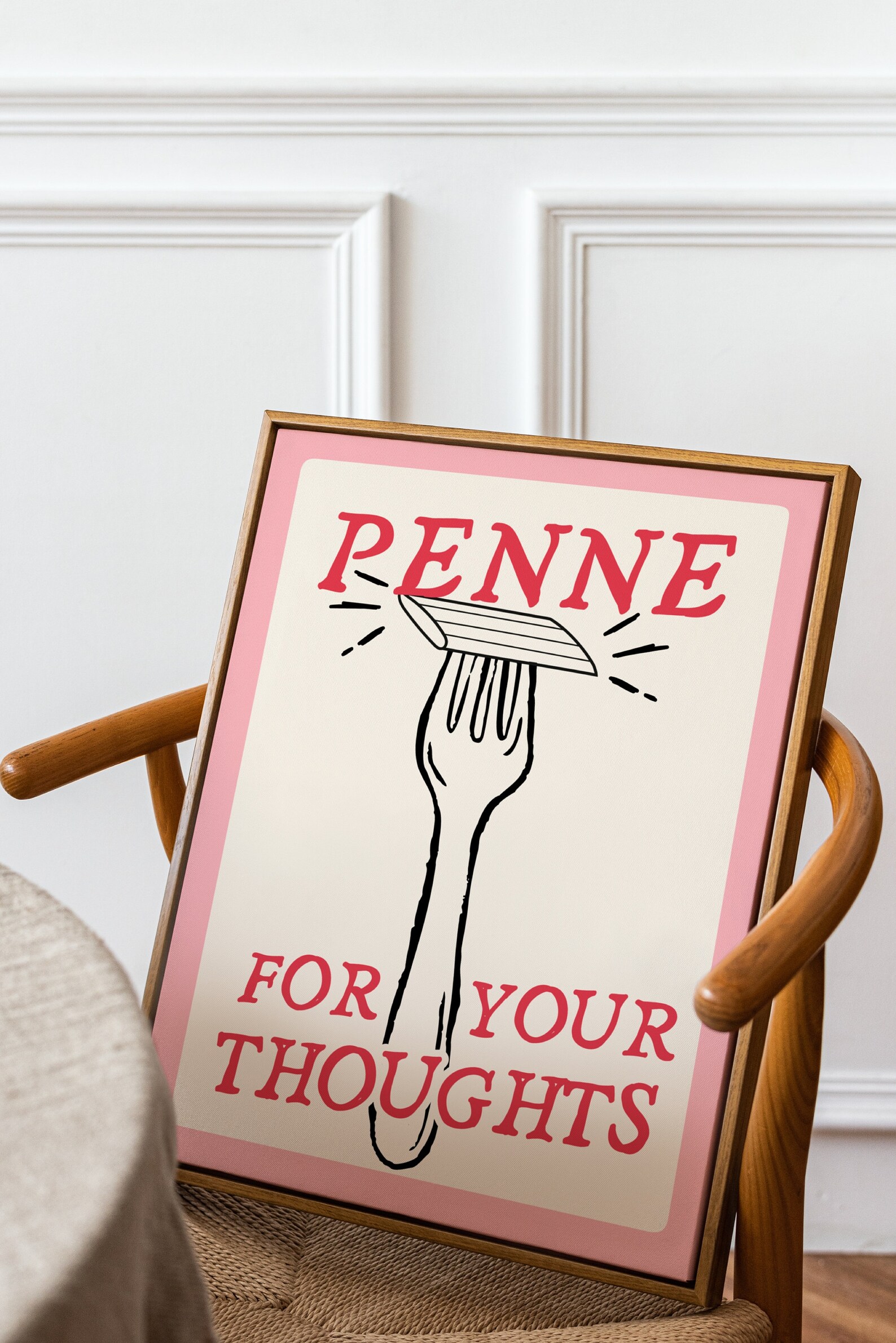 Penne for Your Thoughts Funny Print • Pasta Lover Kitchen Wall Art ...
