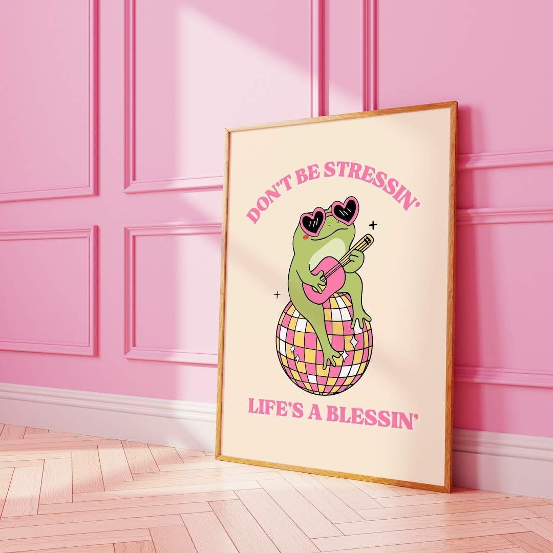 Frog Playing Music on Disco Ball • Trendy Frog Illustration • Frog ...