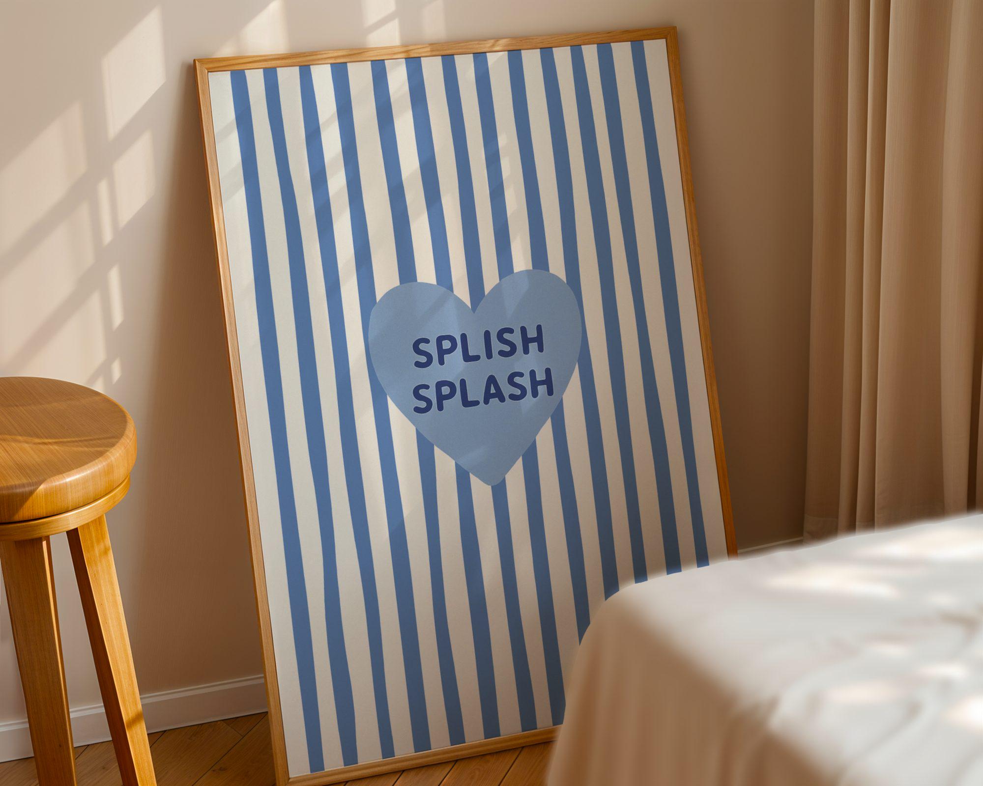 Splish Splash Toddler Bathroom Print • Striped Little Boys Shower Room ...