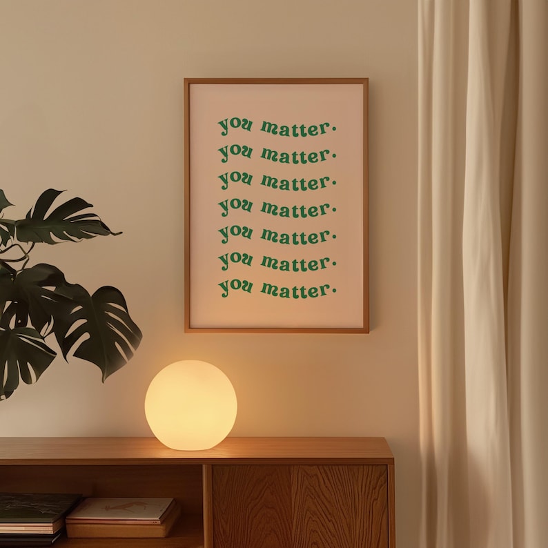 You Matter Digital Print • Trendy Pink and Green Mental Health Poster ...